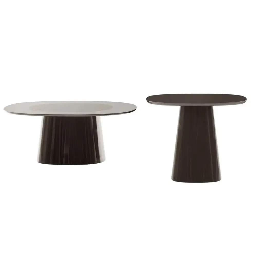 Lacquered Round Coffee Table Set of 2 MODENA Wooden Coffee Tables